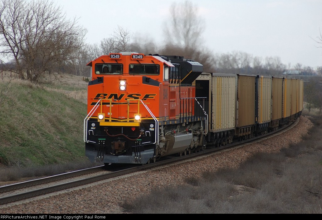 BNSF 9349 Leads a westbound coal empty